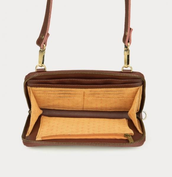 BROWN LEATHER CROSSBODY WALLET – Chameleon Blue